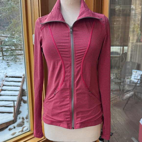 Lole | Jackets & Coats | Lole Pink Stripe Yoga Jacket | Poshmark
